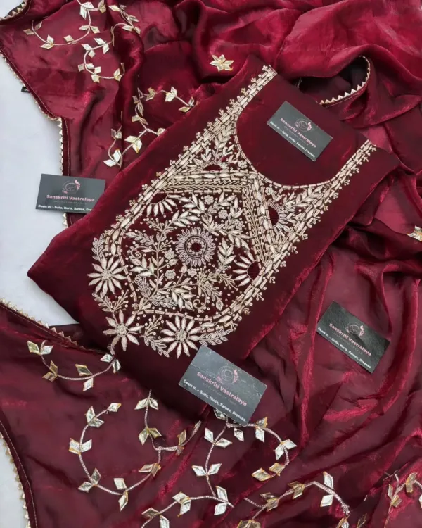 heavy rich fendy silk fabric kurta with zardoshi handwork - Sanskriti ...